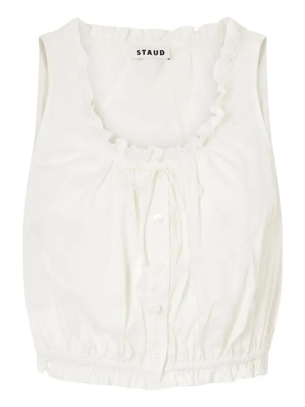 Staud Sicilia Cropped Cotton Tank Top - Neutrals