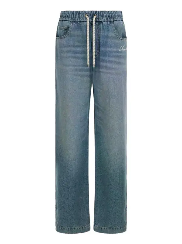 Amiri Drawstring Wide-leg Jeans - Pale Indigo