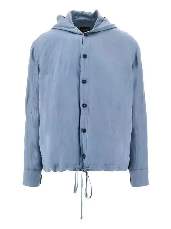 Emporio Armani Hooded Linen Jacket - Blue
