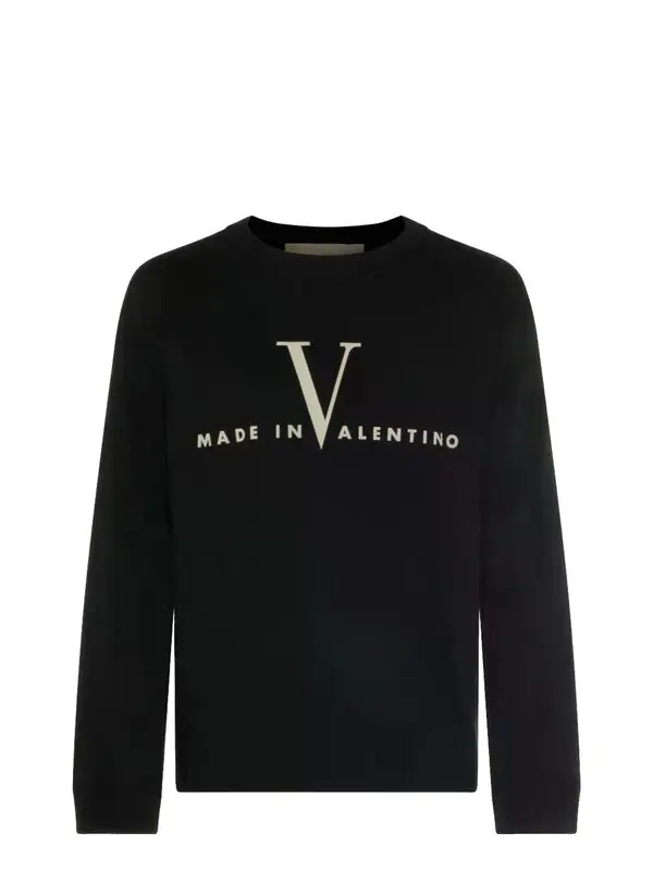 Valentino Garavani Logo Print Long Sleeve Sweatshirt - Black