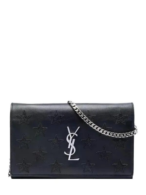Saint Laurent Calfskin Monogram Star Kate Wallet On Chain Crossbody Bag - Black