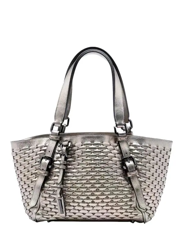 Burberry Metallic Woven Leather Tote Bag - Gold
