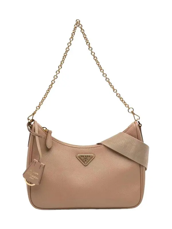 Prada Saffiano Lux Re-edition 2005 Satchel - Brown