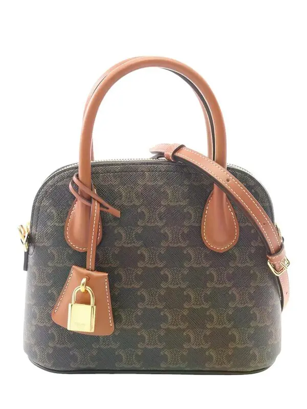 Celine Triomphe Coated Canvas Satchel - Black