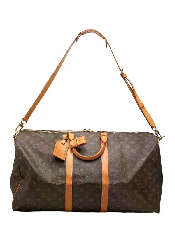 LOUIS VUITTON Monogram Keepall Bandouliere 55 Travel Bag - Brown