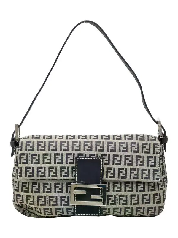 Fendi Zucchino Canvas Baguette Shoulder Bag - Grey