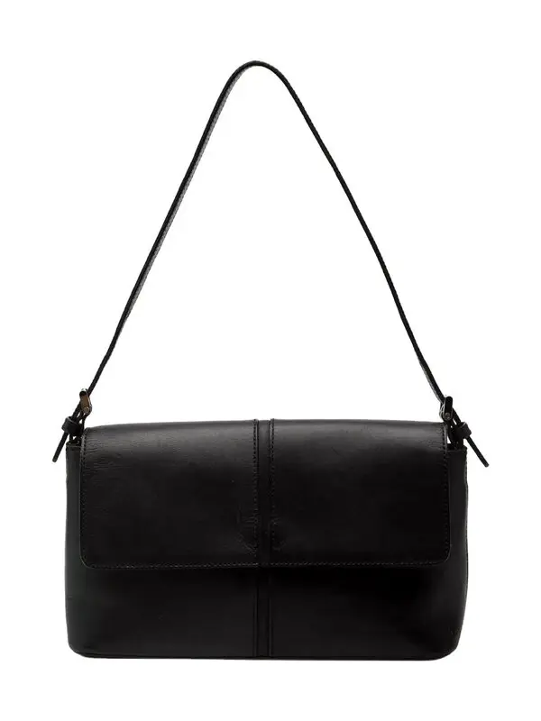 Burberry Leather Flap Shoulder Bag - Black