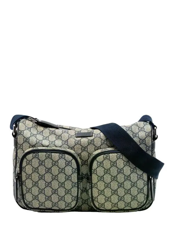 Gucci Gg Supreme Double Pocket Crossbody Bag - Neutrals