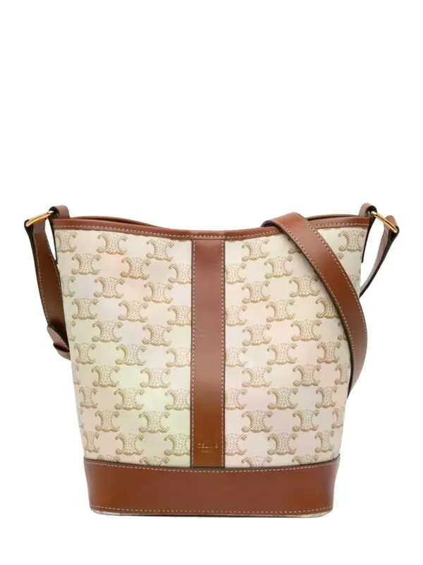 Celine Small Triomphe Coated Canvas Bucket Bag - Neutrals