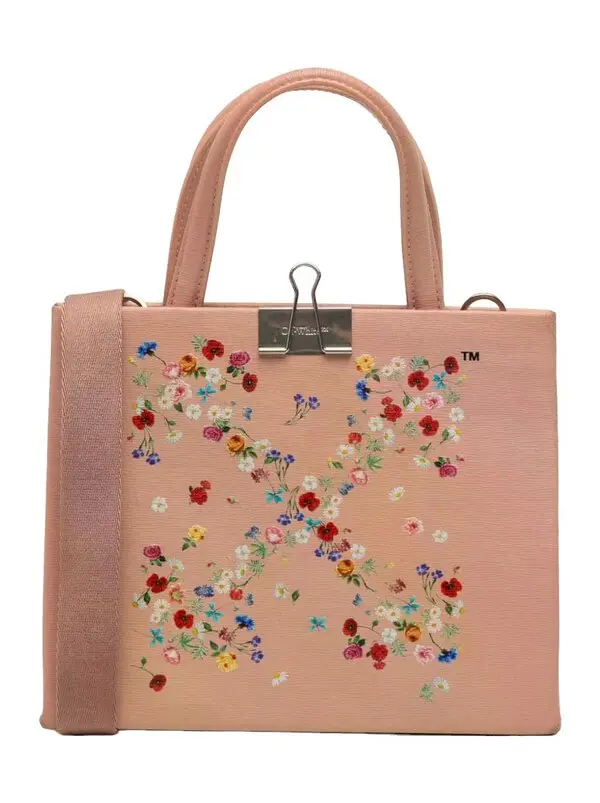 Off-White Calfskin Box Flower Arrow Satchel - Brown
