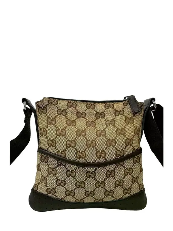 Gucci Small Gg Canvas Perforated Crossbody Bag - Neutrals