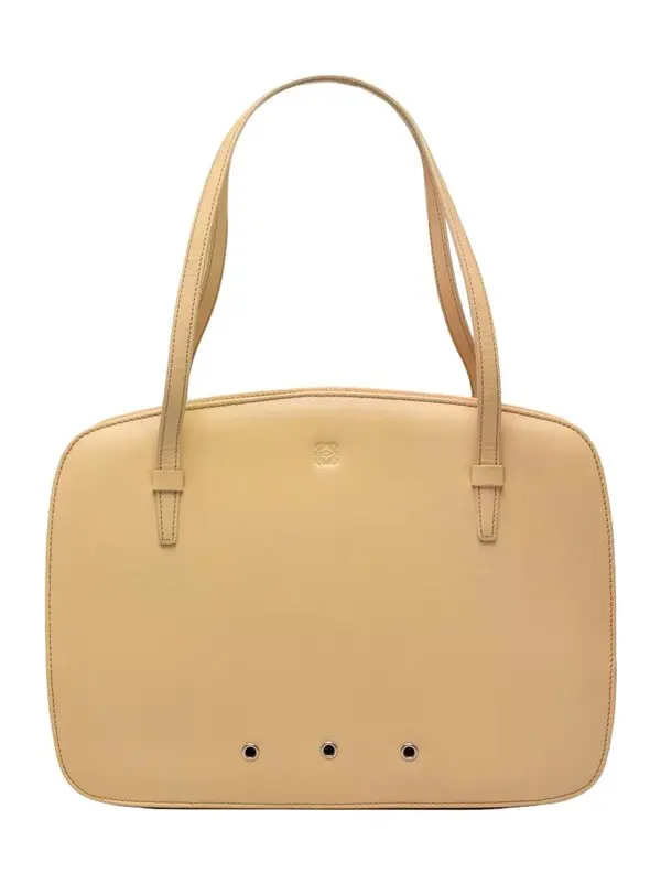 Loewe Leather Anagram Handbag - Neutrals