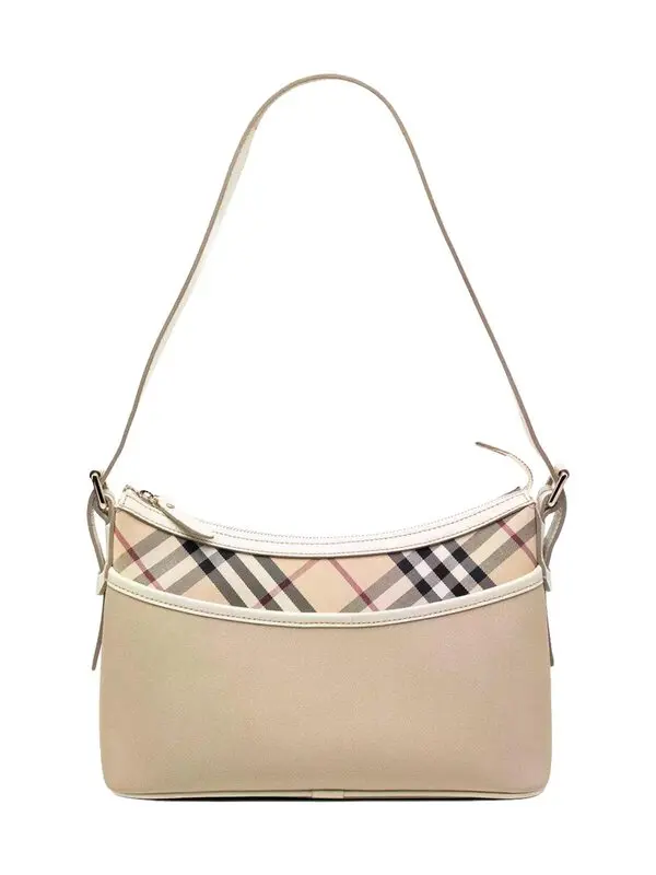 Burberry Nova Check Trimmed Canvas Shoulder Bag - Neutrals