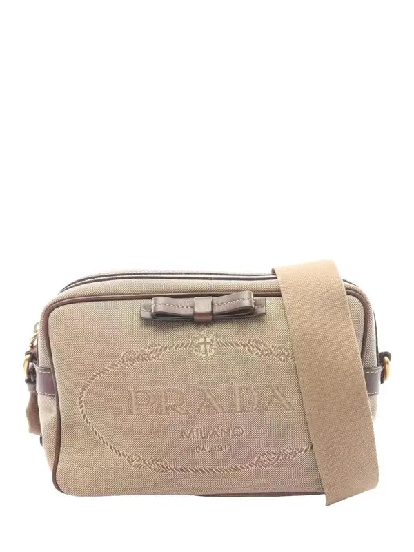 Prada Jacquard Canvas Logo Crossbody Bag - Neutrals