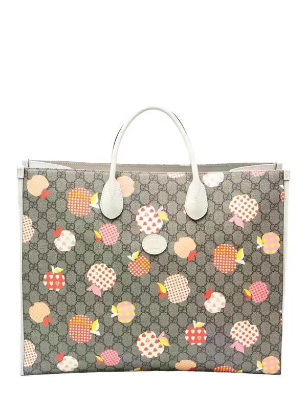 Gucci Gg Supreme Les Pommes Tote Satchel - Neutrals