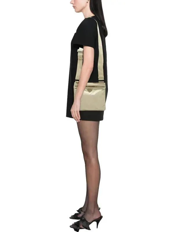 Prada Tessuto Zip Top Crossbody Bag - Neutrals