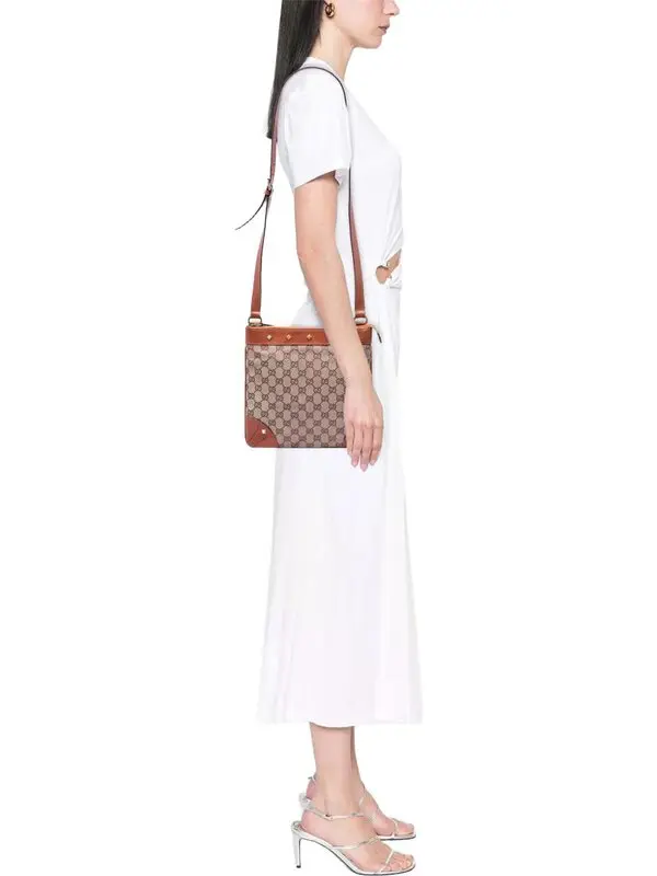 Gucci Gg Canvas Nailhead Crossbody Bag - Neutrals