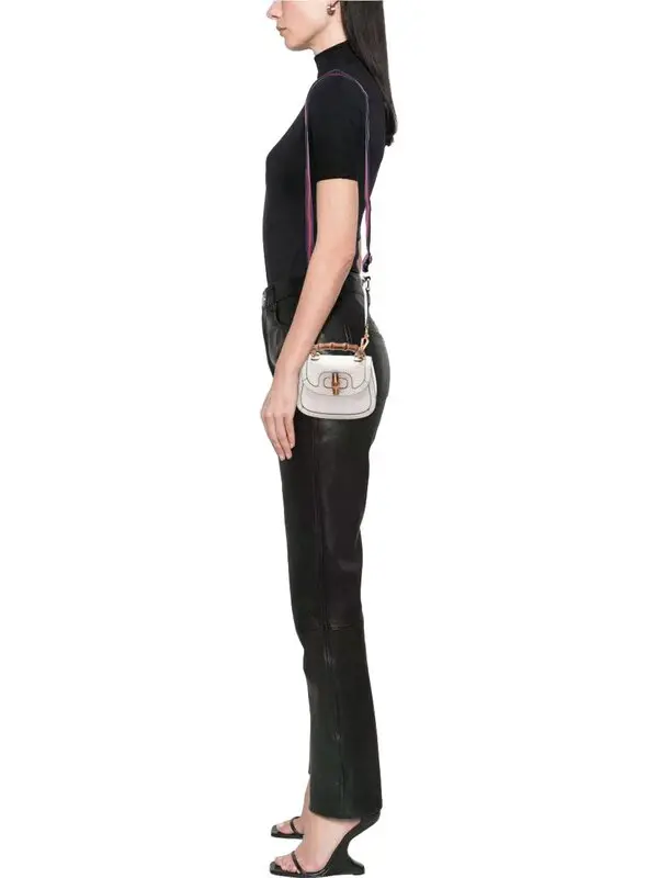 Gucci 1947 Web Bamboo Top Handle Bag Satchel - Neutrals