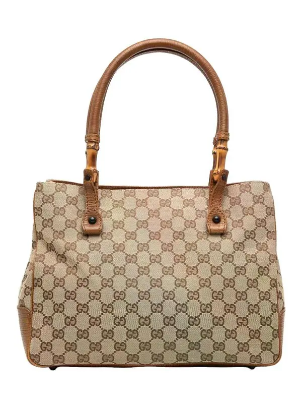 Gucci Gg Canvas Bamboo Tote Bag - Neutrals