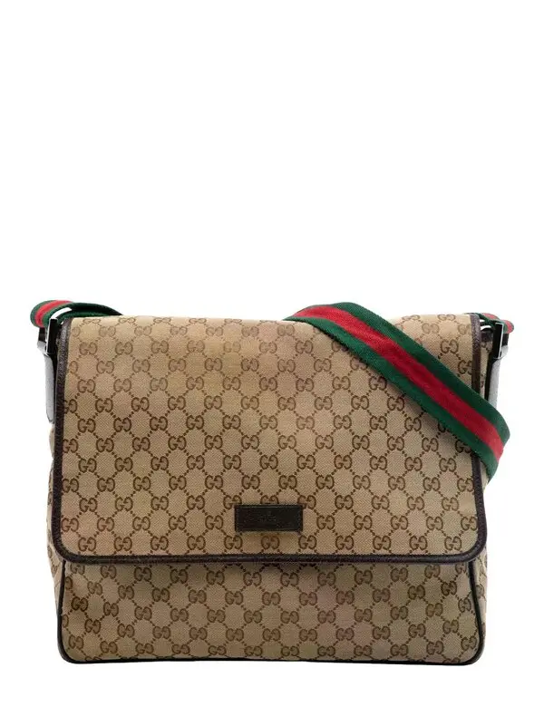 Gucci Gg Canvas Web Flap Messenger Bag - Neutrals