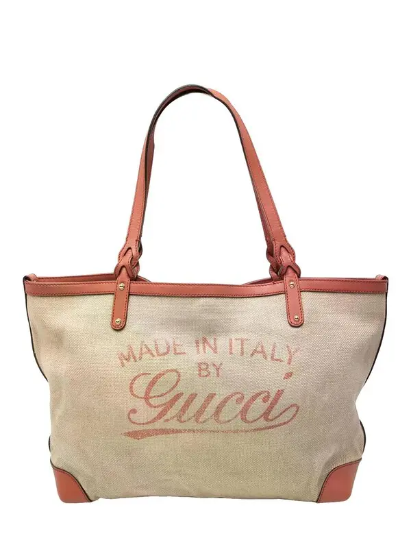 Gucci Canvas Craft Tote Bag - Neutrals