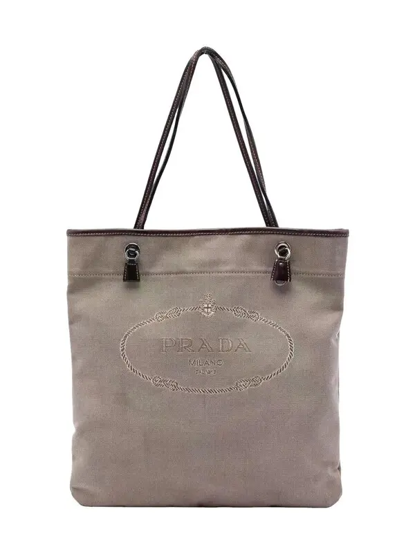Prada Canapa Logo Tote Bag - Brown