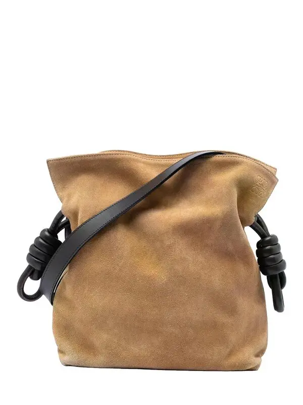 Loewe Suede Flamenco Knot Crossbody Bag - Neutrals