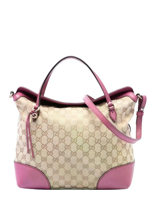 Gucci Gg Canvas Bree Fold Over Tote Satchel - Neutrals
