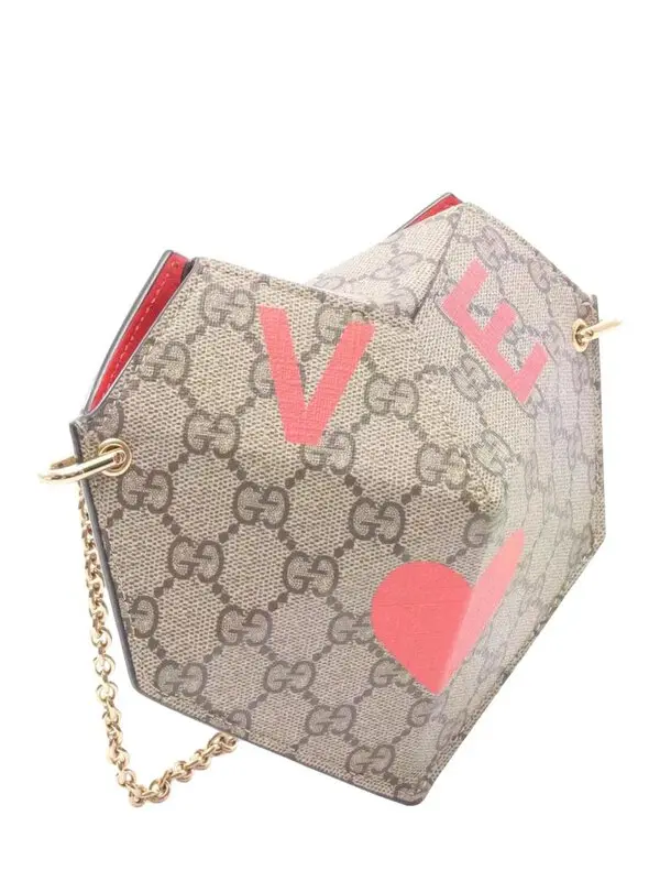 Gucci Gg Supreme Heart Love On Chain Crossbody Bag - Neutrals