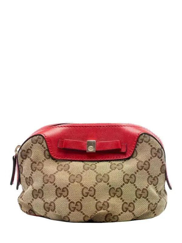 Gucci Gg Canvas Multi Ribbon Pouch Clutch Bag - Neutrals