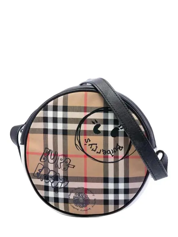 Burberry Cartoon House Check Round Crossbody Bag - Neutrals