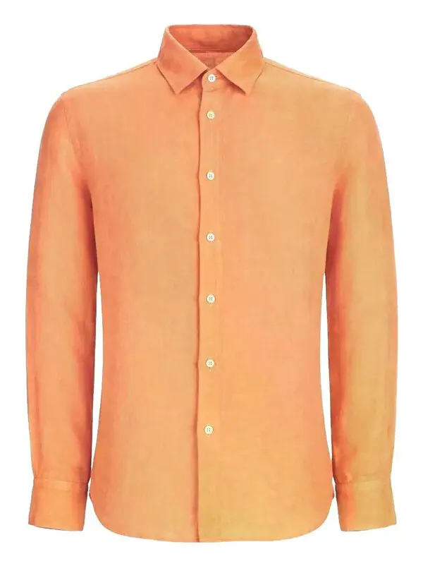 120% Lino Button-down Long-sleeve Shirt - Orange