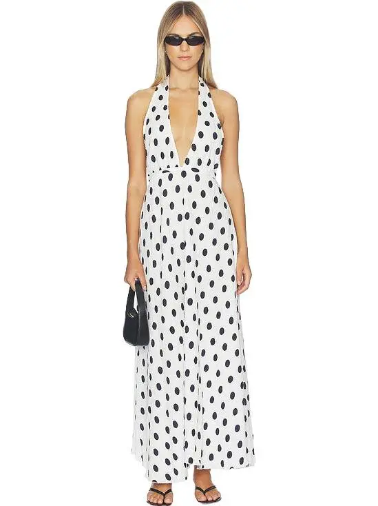 Lioness Halterneck Polka Dot Maxi Dress - Moonlight Polka