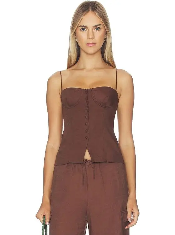 Onia Air Linen Underwire Corset Top - Brown