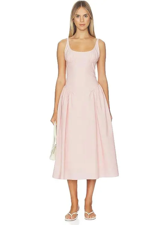 Proenza Schouler White Label Solira Midi Dress - Rust & Off White