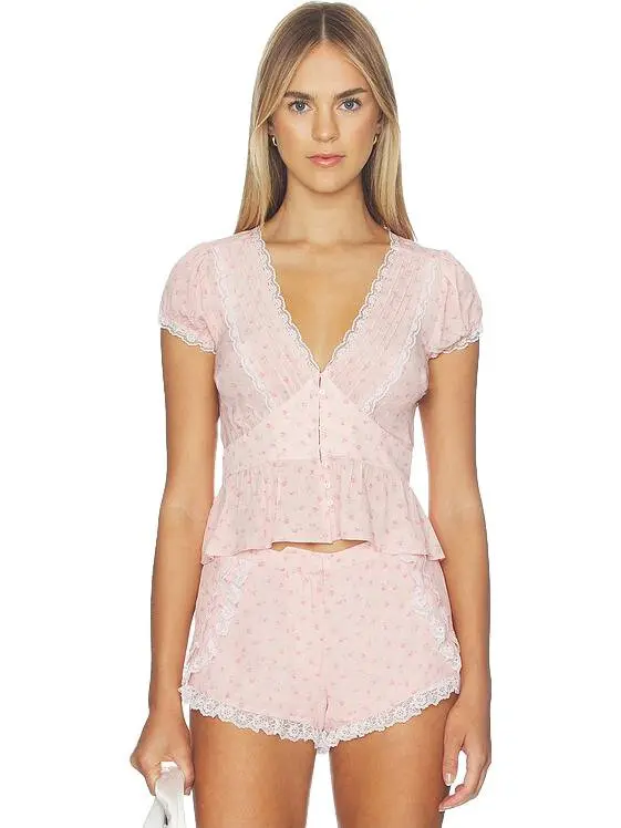 LoveShackFancy Bondy Top - Calico Peach