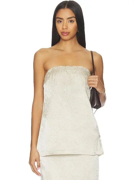 EAVES Kory Strapless Metallic Top - Silver Taupe