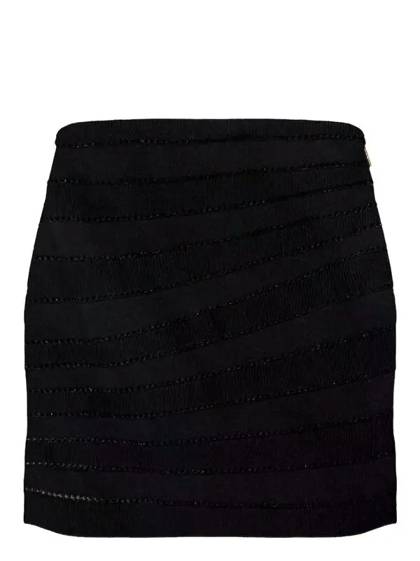 Balmain Ribbed Pointelle-knit Mini Skirt - Black