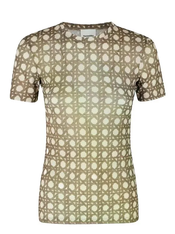 Nanushka Darcy Rattan-print T-shirt - Neutrals