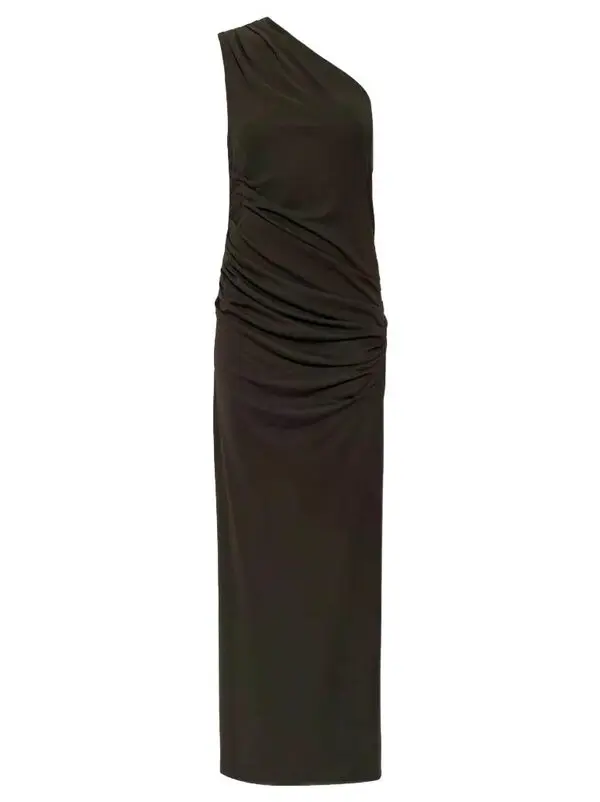 ROTATE BY BIRGER CHRISTENSEN One-shoulder Ruched Maxi Dress - Brown