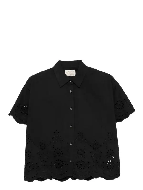 MC2 SAINT BARTH Broderie Anglaise Shirt - Black