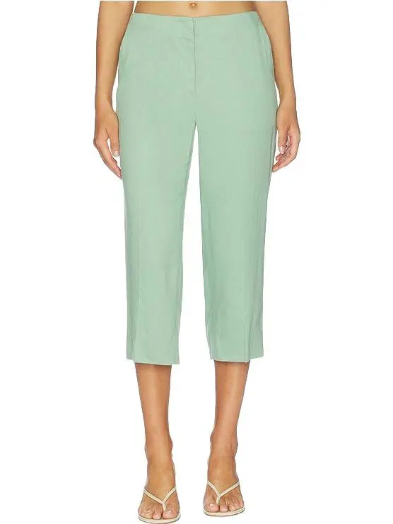 Theory Capri Linen Viscose Pants - Sage