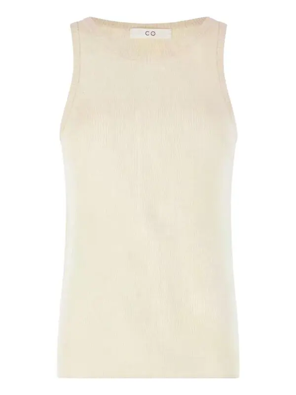 Co Name Ribbed Knit Silk-blend Top - Neutrals