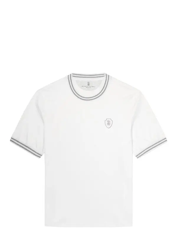 Brunello Cucinelli Logo-appliquéd Cotton-jersey Tennis Shirt - White