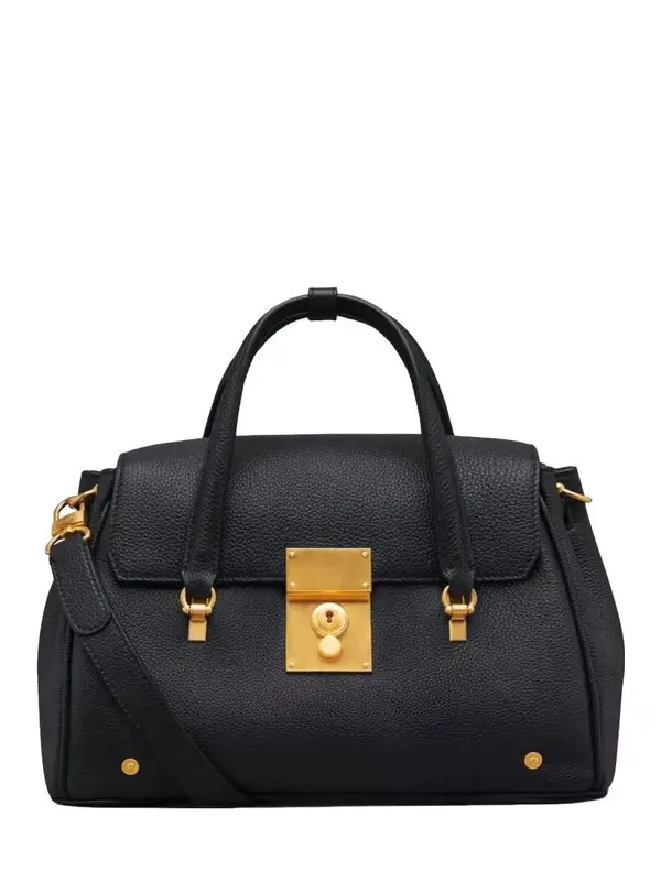 Thom Browne Small Bolton Leather Tote Bag - Black
