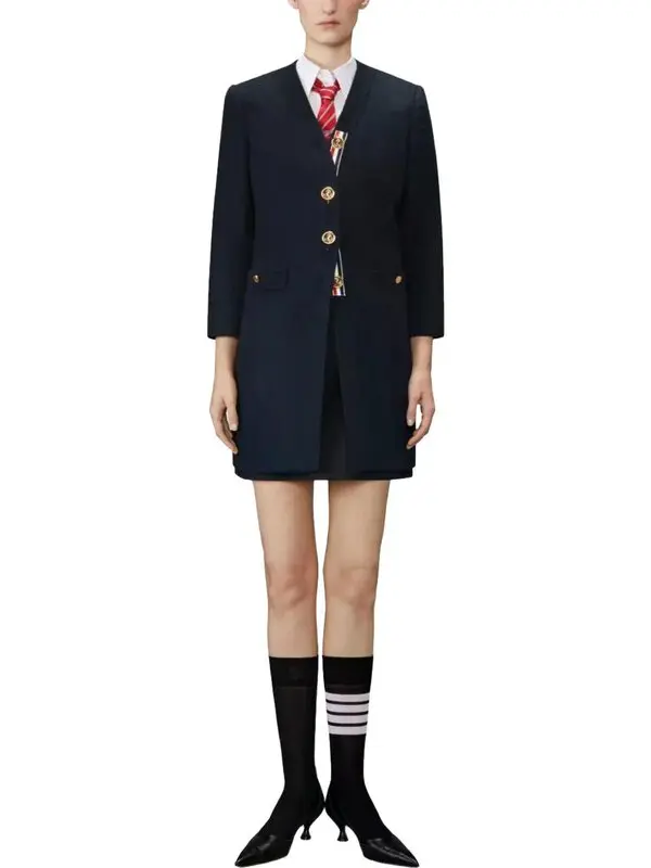 Thom Browne Zibeline Cardigan Coat - Blue