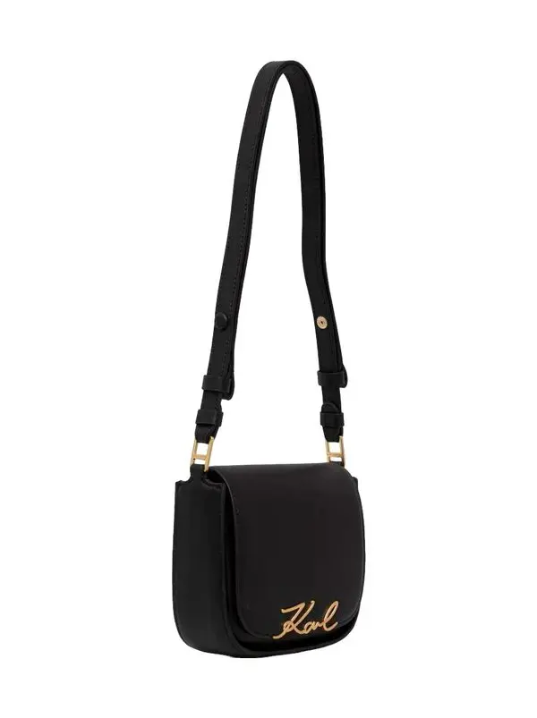 Karl Lagerfeld Signature Plaque Crossbody Bag - Black