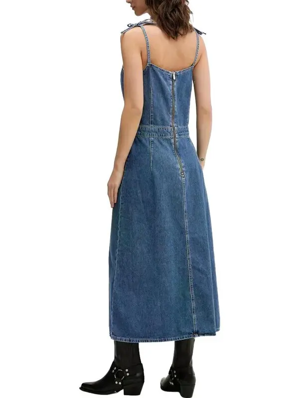 Karl Lagerfeld Denim Dress With Tie Straps - Blue