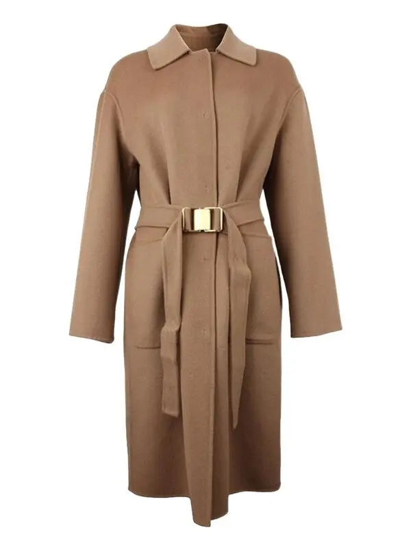 Max Mara Long-sleeved Belted Coat - Brown