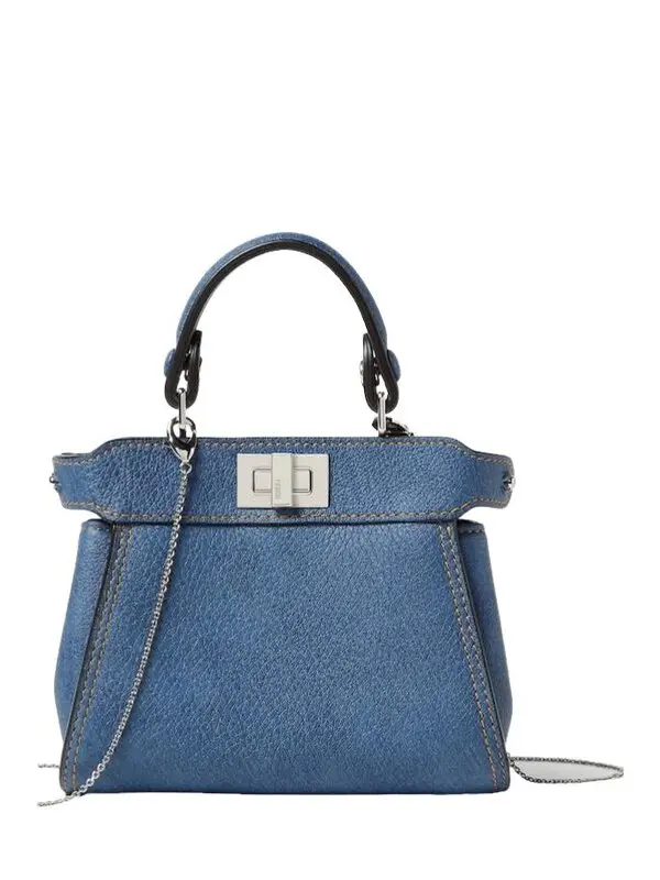 Fendi Cuoio Romano Leather Miniature Bag - Blue